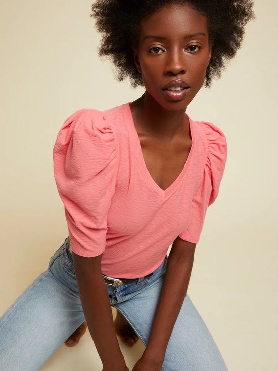 Nation LTD | Tops | Nwt Nation Ltd Jillian Bold Puff Shoulder V Neck ...